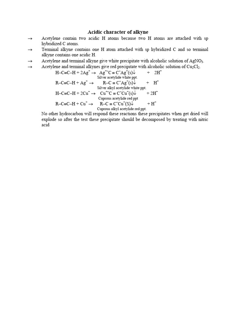 Acidic Character of Alkyne | PDF