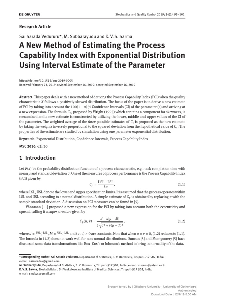 A New Method of Estimating The Process C | PDF | Estimator | Confidence Interval