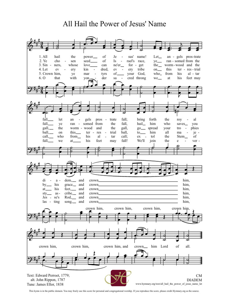 All Hail The Power of Jesus Name | PDF | Christian Hymns | Latin Script