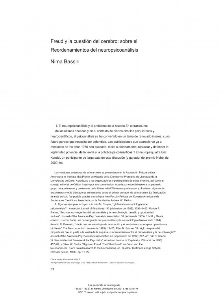 Freud and The Matter of The Brain On The | PDF | Psicoanálisis ...