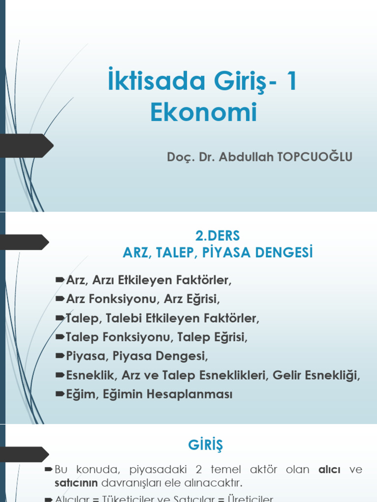Iktisada Giris 1 2 Ders | PDF