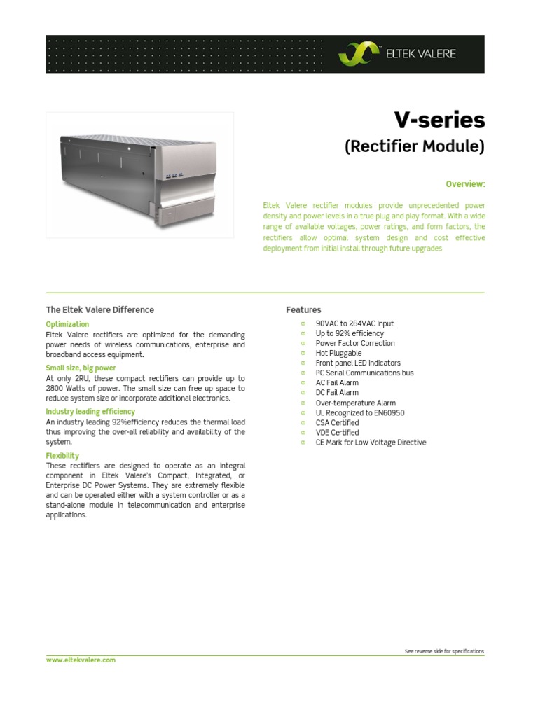 V Series Rectifier 102407 PDF | PDF | Rectifier | Electrical Engineering