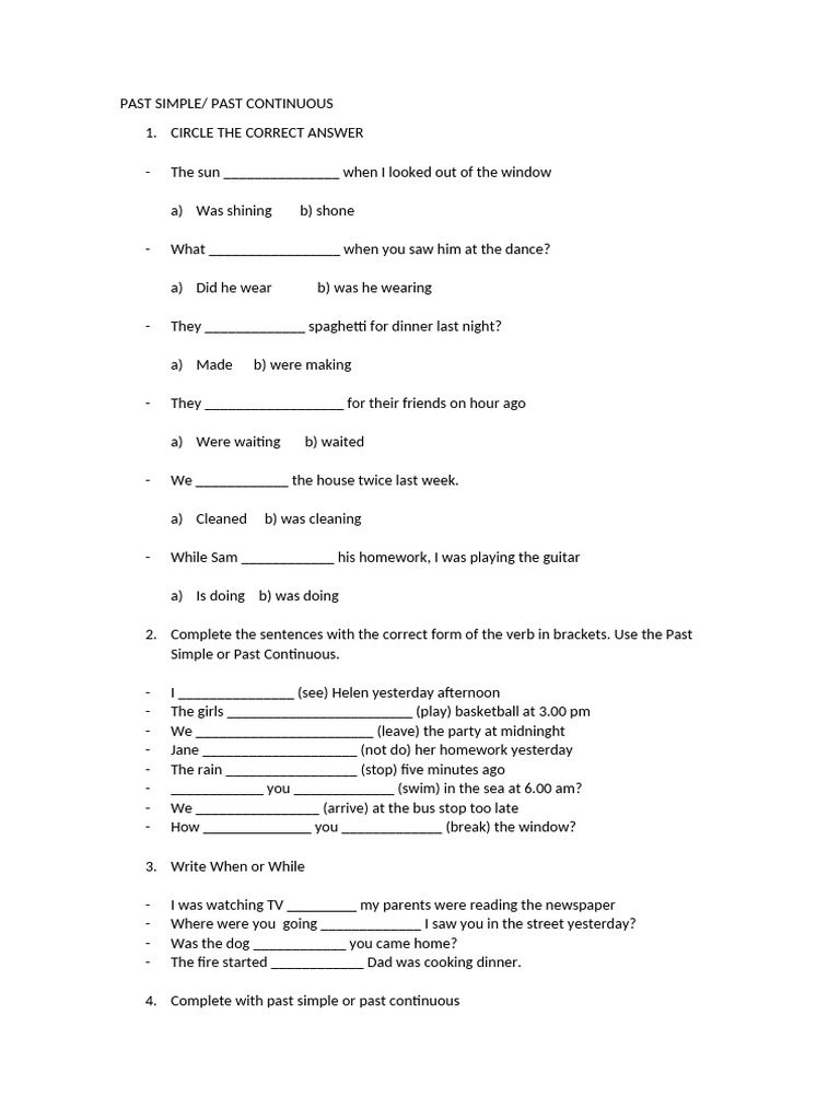 PAST SIMPLE Vs Past Cont | PDF