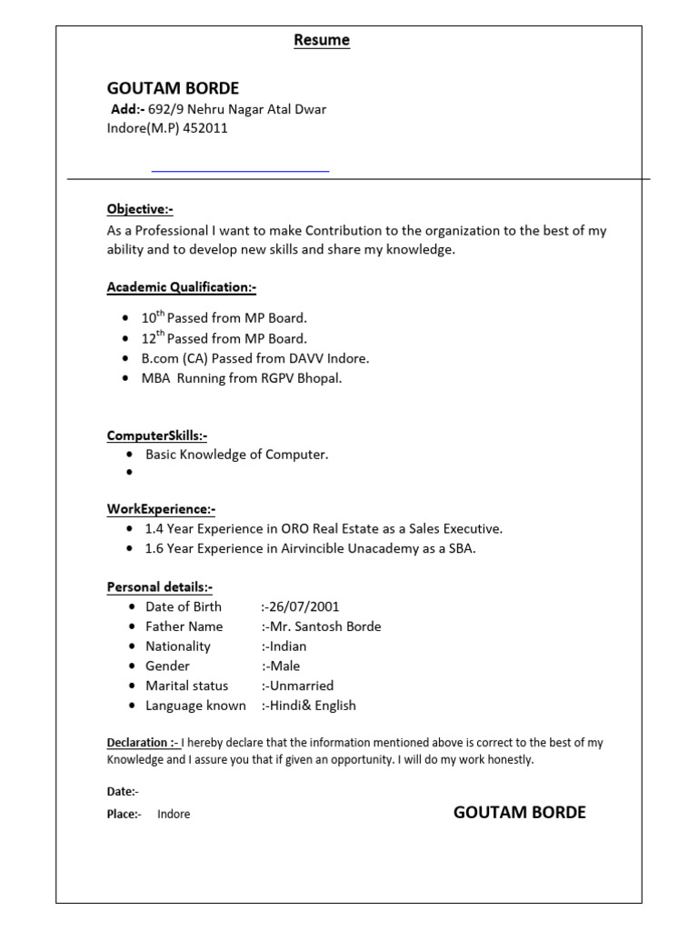 Gautam CV (Resume) 1 | PDF | Career & Growth | Business