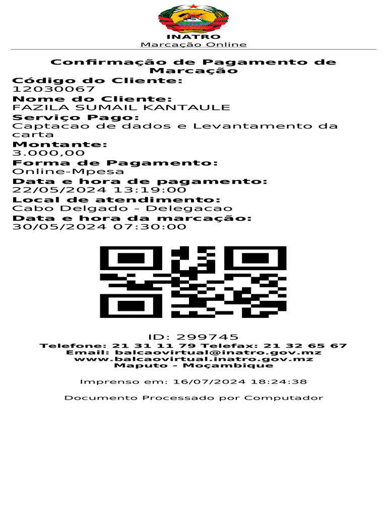 Confirmação de Pagamento INATRO | PDF | Negócios