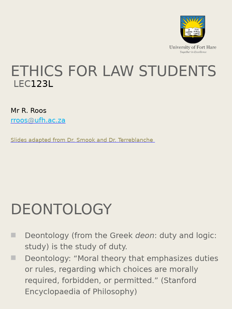 LEC123L 4 Deontology Part 1 | PDF | Rationality | Reason
