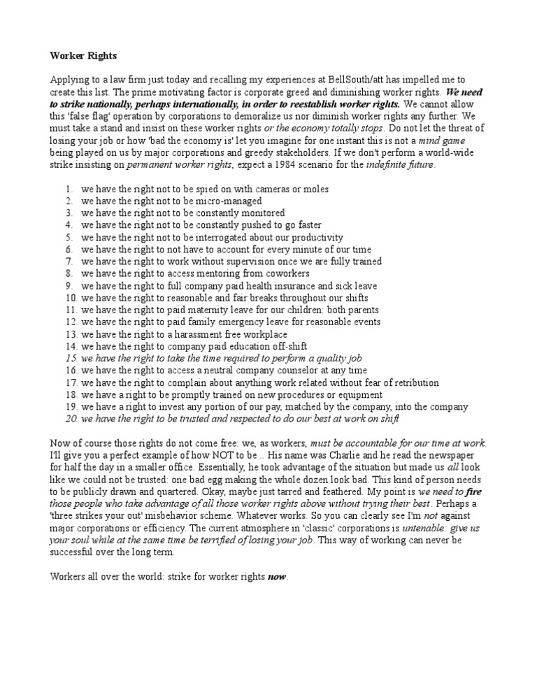 Worker Rights | PDF | Employment | Economies