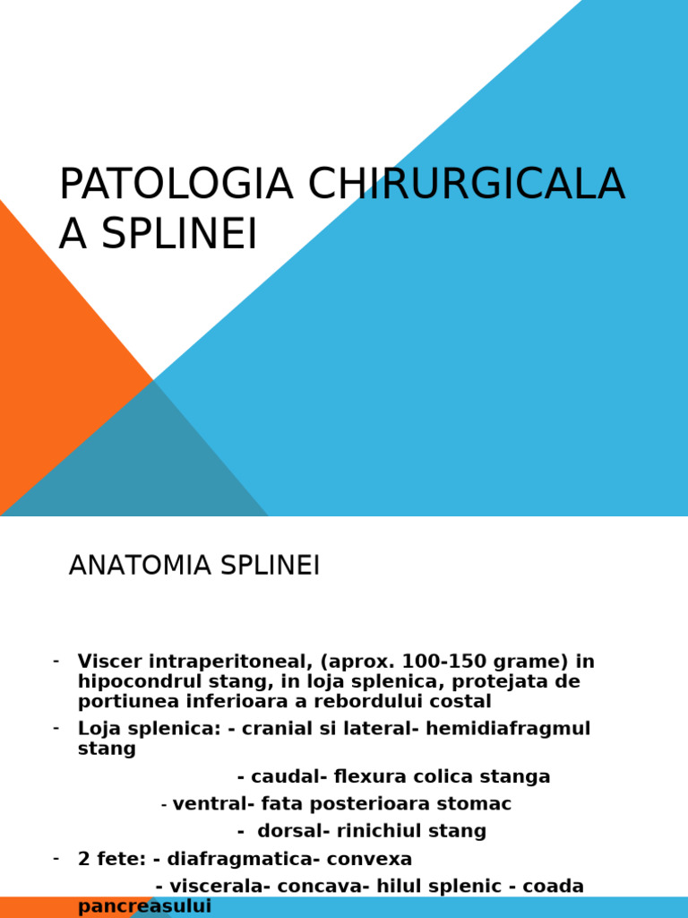 Patologia Chirurgicala A Splinei Curs | PDF