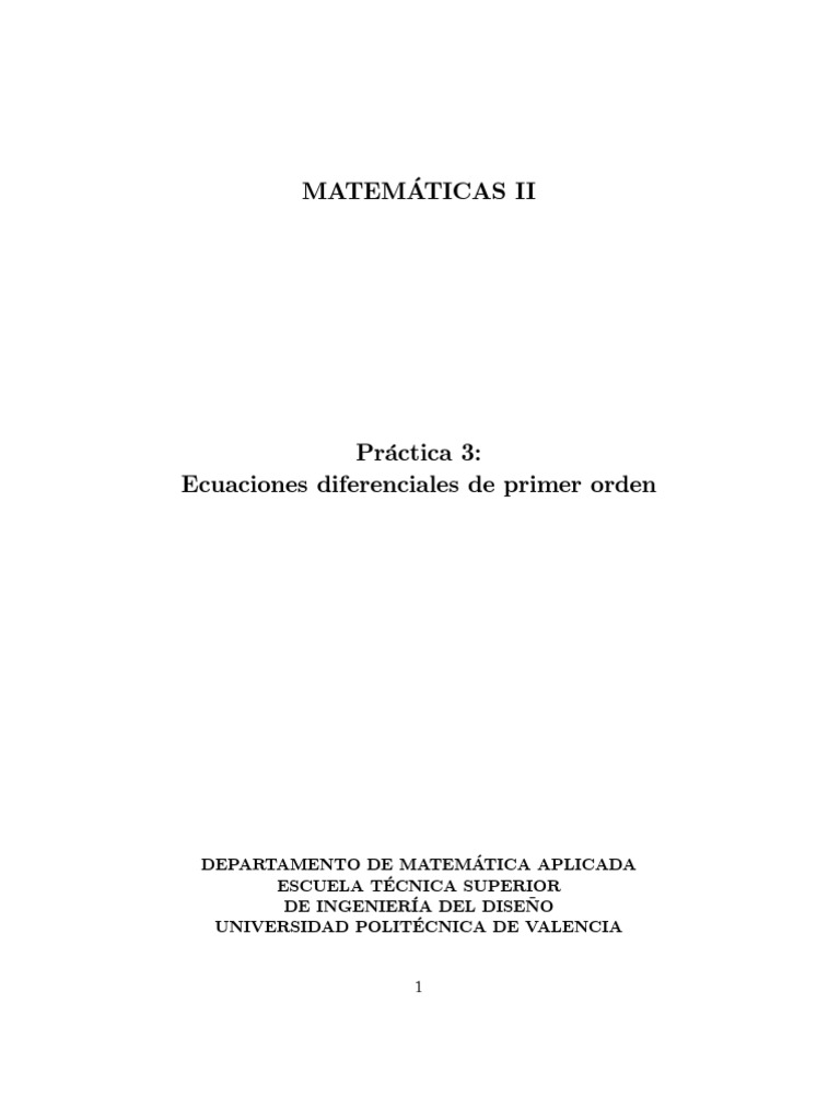 Práctica 3 EDO 1 | PDF | Ecuaciones | Ecuaciones diferenciales