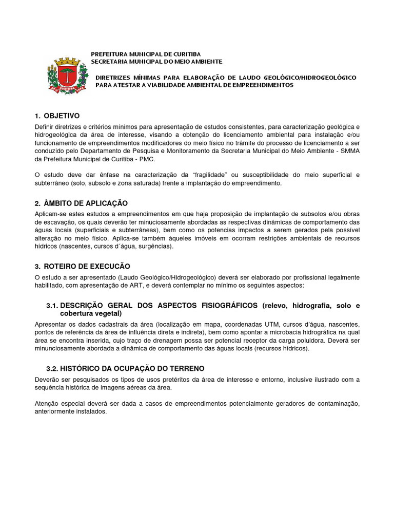 Diretriz Laudo Geo-Hidrogeo | PDF | Aquífero | Ambiente natural