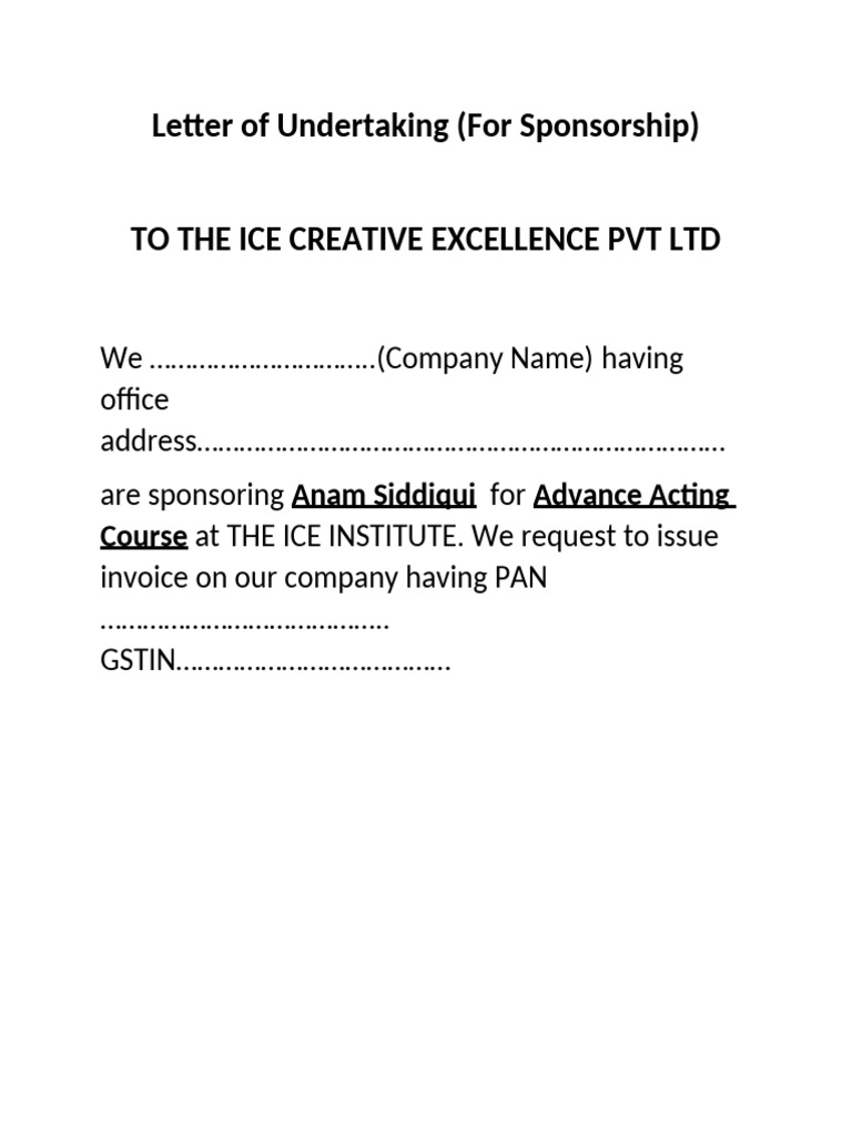 Letter of Undertaking | PDF | Business | Finance & Money Management