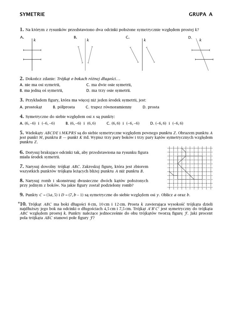 Symetrie Praca Klasowa PDF | PDF