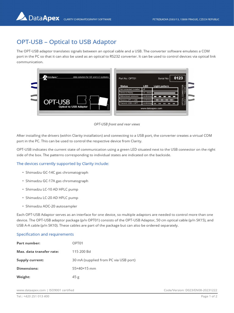 D023 Hardware OPT USB | PDF | Usb | Computer Networking