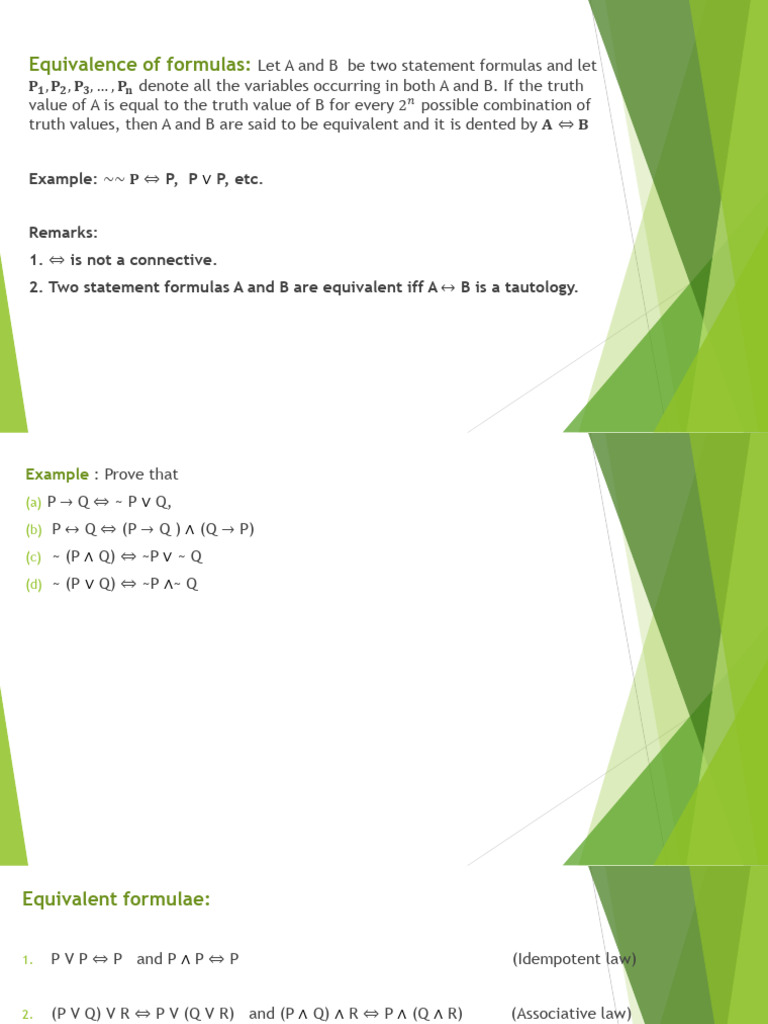 FALLSEM2022-2. - Equivalence - and - Normal - Forms - 7 | PDF | If And ...