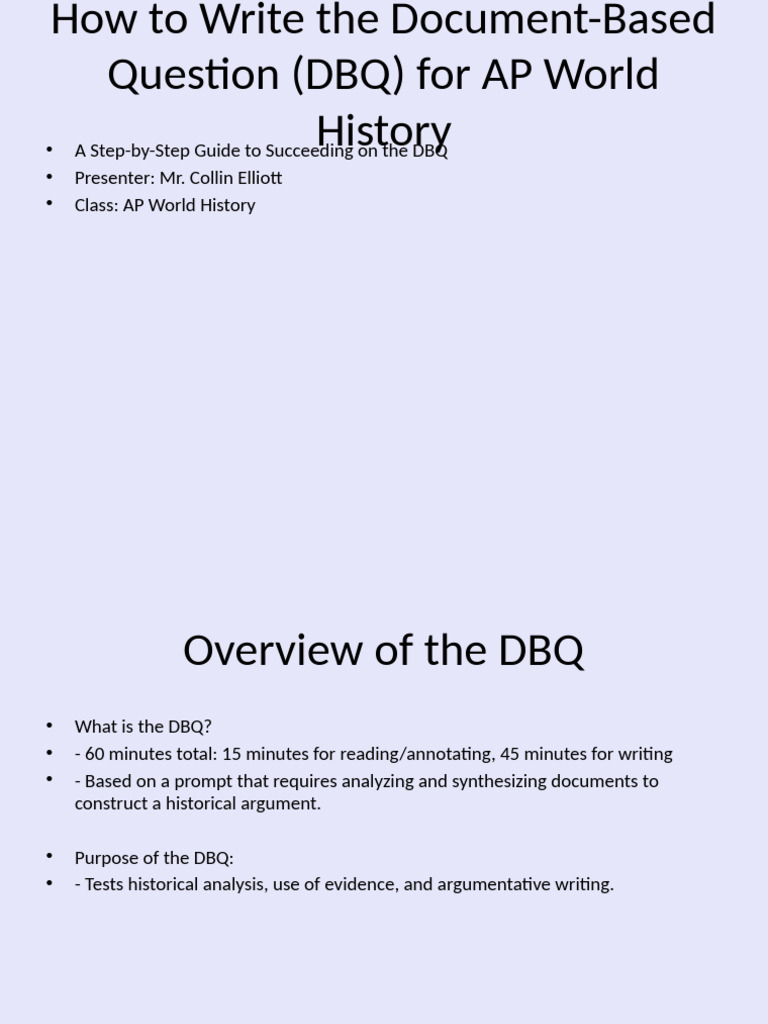 AP World History DBQ Guide | PDF | British Empire | Trade