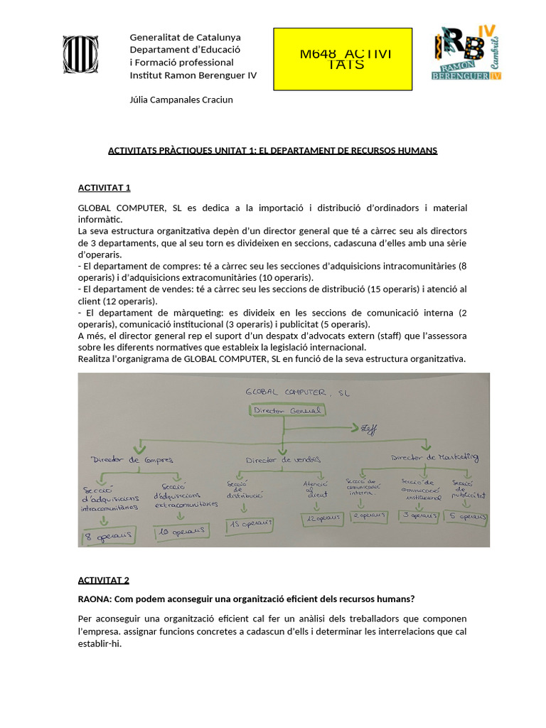 Activitats Pràctiques Unitat 1 | PDF