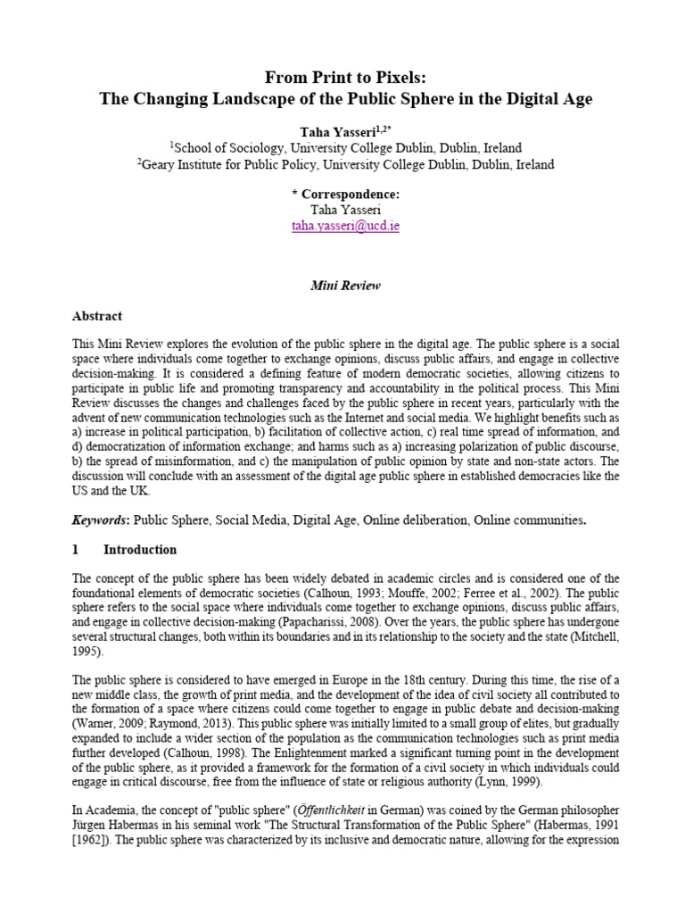 Digital Age Public Sphere Evolution | PDF | Public Sphere | Social Media