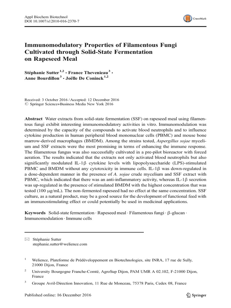 Immunomodulatory Properties of Filamentous Fungi Cultivated Through ...