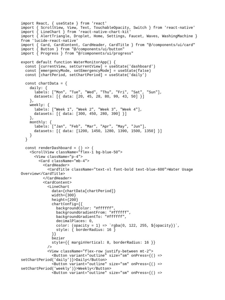 Water Usage Monitoring App in React | PDF | Shower