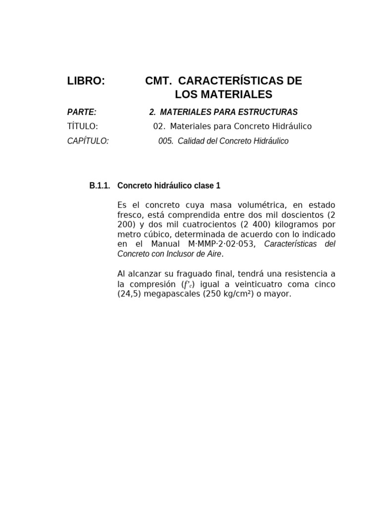 Calidad y Tipos de Concreto Hidráulico | PDF | Hormigón | Cemento