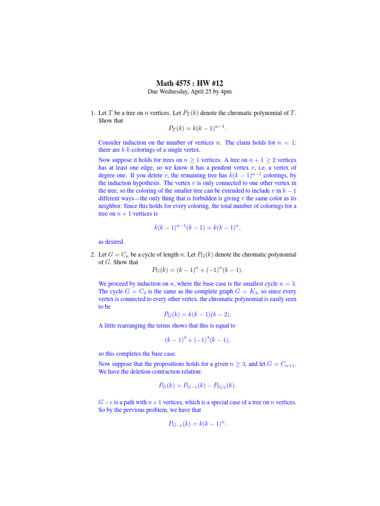 Math4575---HW12-solutions | PDF | Vertex (Graph Theory) | Theoretical Computer Science