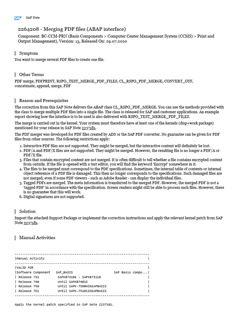 Merging PDF Files (ABAP Interface) | PDF | Computer File | Computing