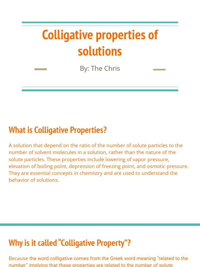 Colligative Properties of Solutions | PDF