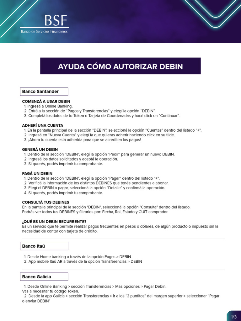 Cómo Autorizar un DEBIN en Bancos | PDF | Bancario | Industrias de servicio
