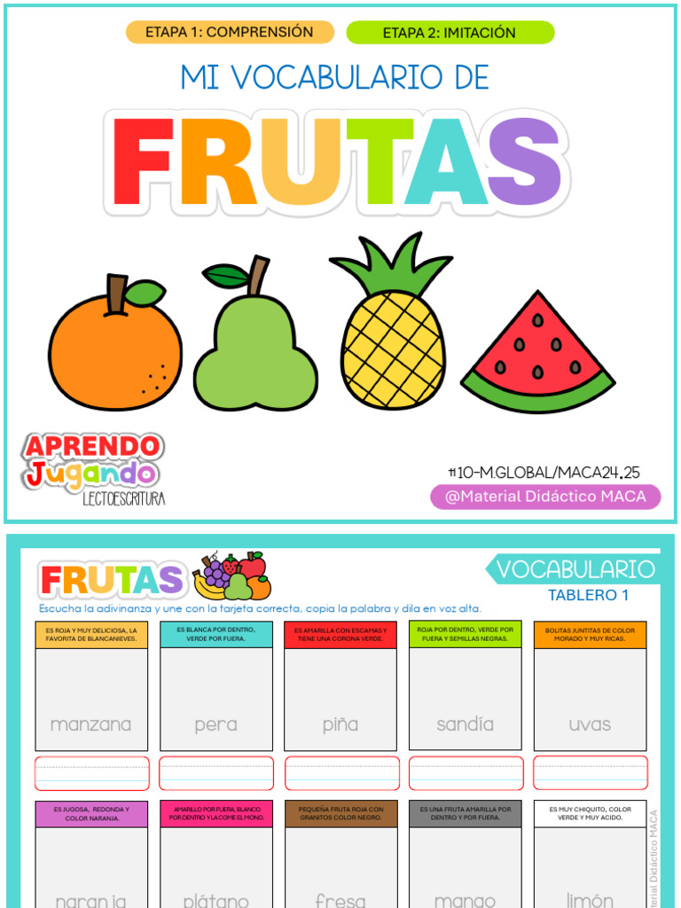 Vocabulario de Frutas | PDF | Fruta | Color