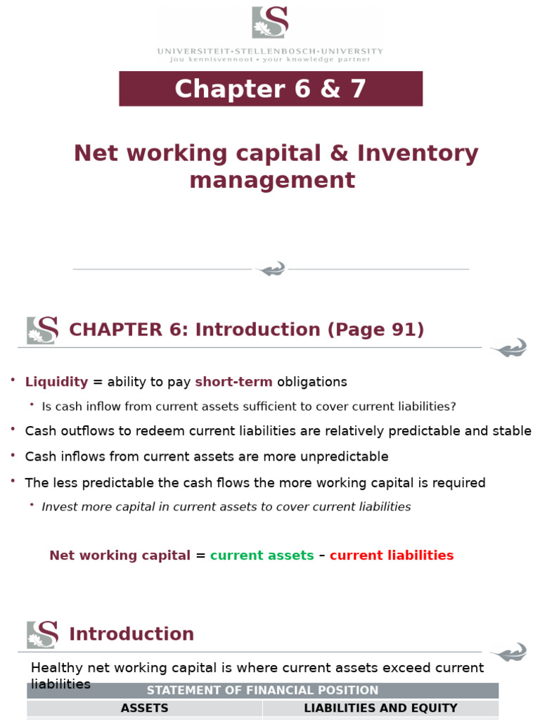 Chapter 6 and 7 | PDF | Working Capital | Inventory
