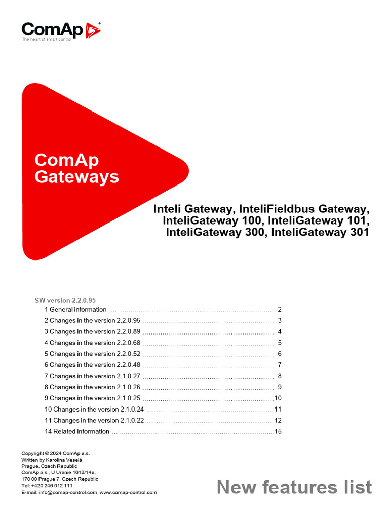 Comap Gateways 2.2.0.95 New Features List | PDF | Software Bug | Gateway (Telecommunications)