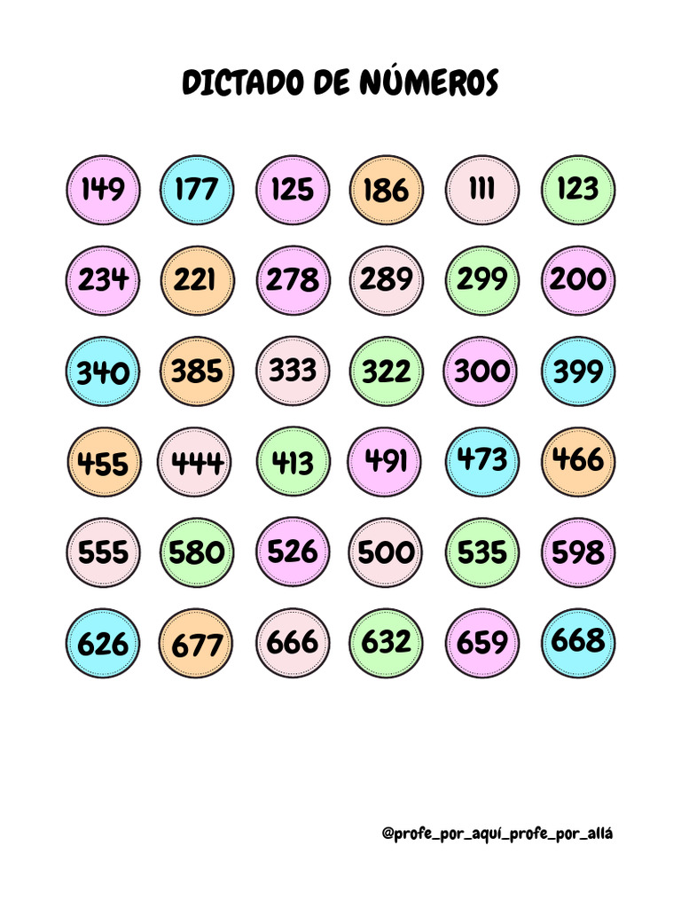 Dictado de Números | PDF
