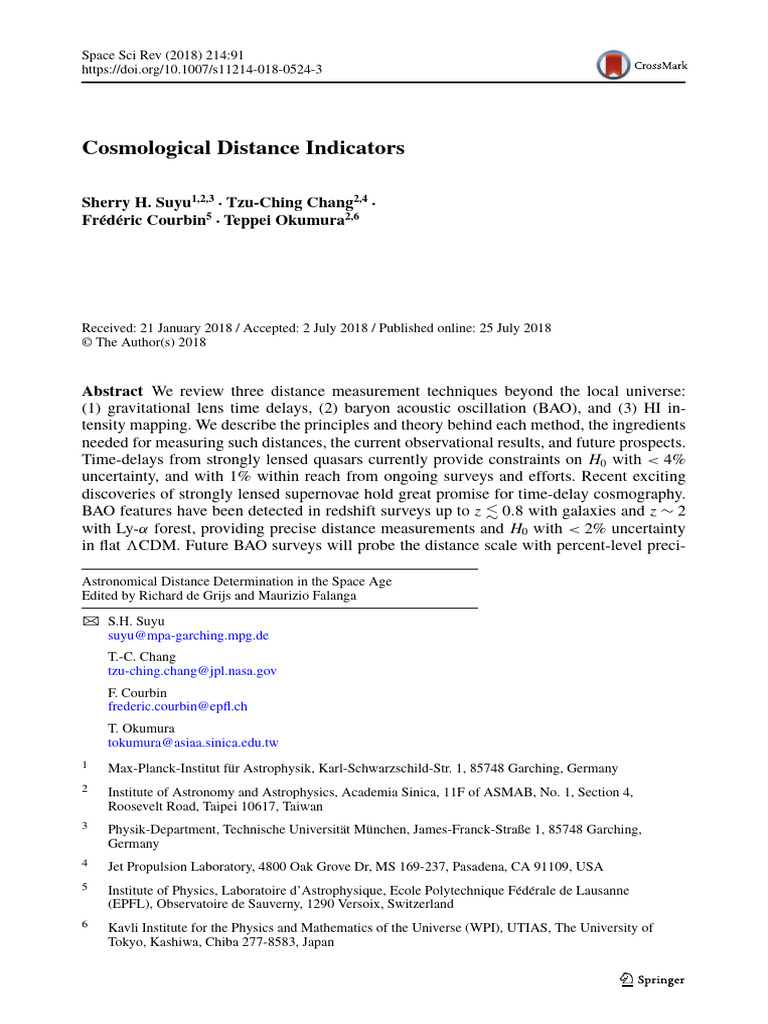 Cosmological Distance Indicators SUYU | PDF | Cosmology | Applied And ...