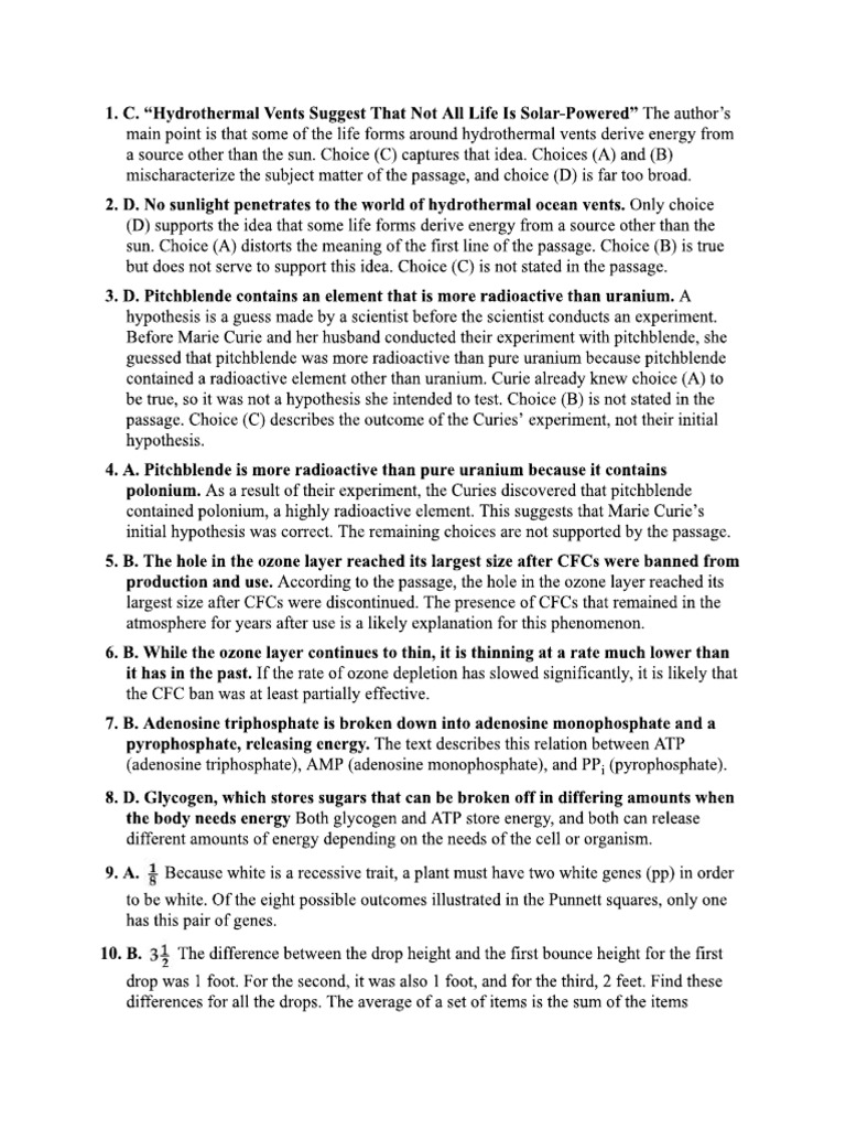 Kaplan GED Science (Pretest Answers) | PDF