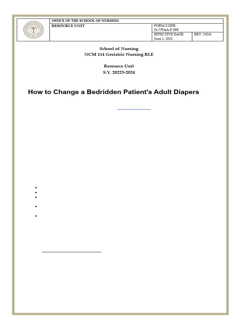 Assisting Diaper Change | PDF | Wellness