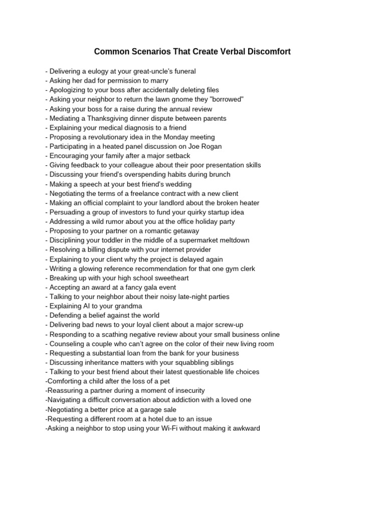 Common Scenarios That Create Verbal Discomfort | PDF