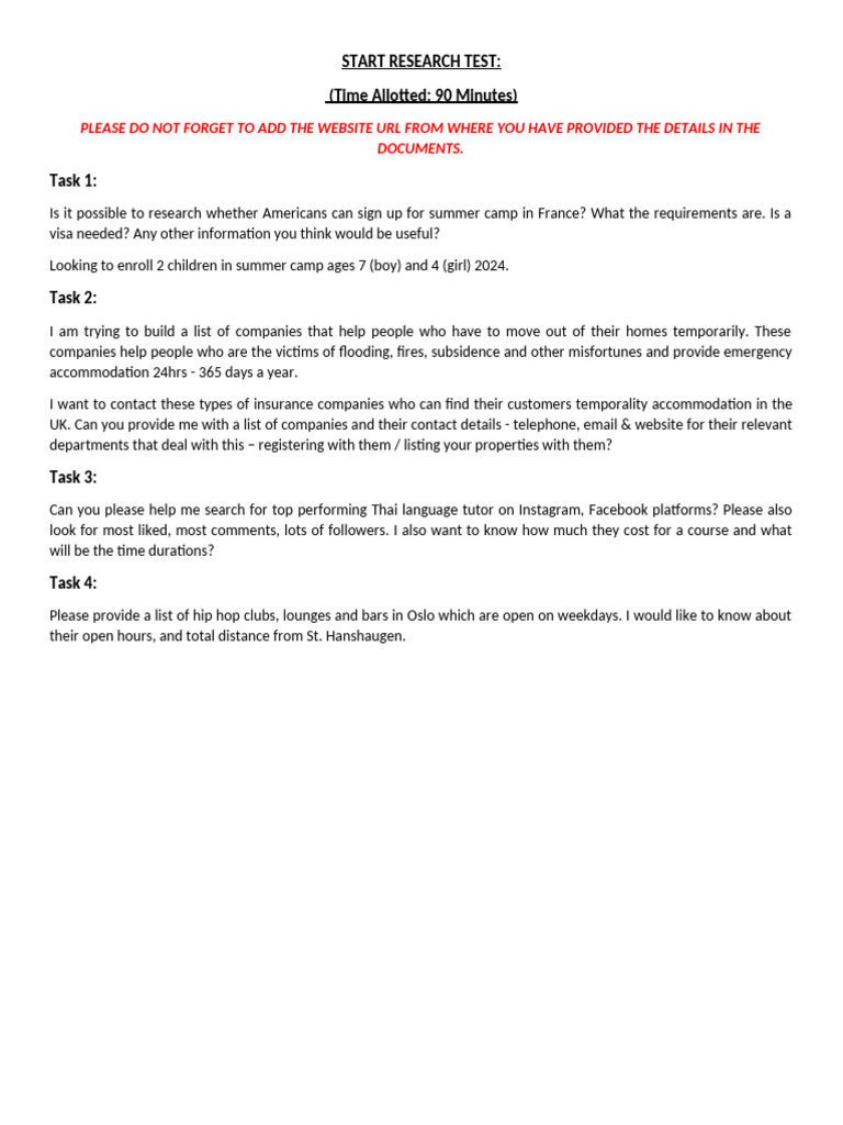 RA Interview Tasks (NEW) | PDF