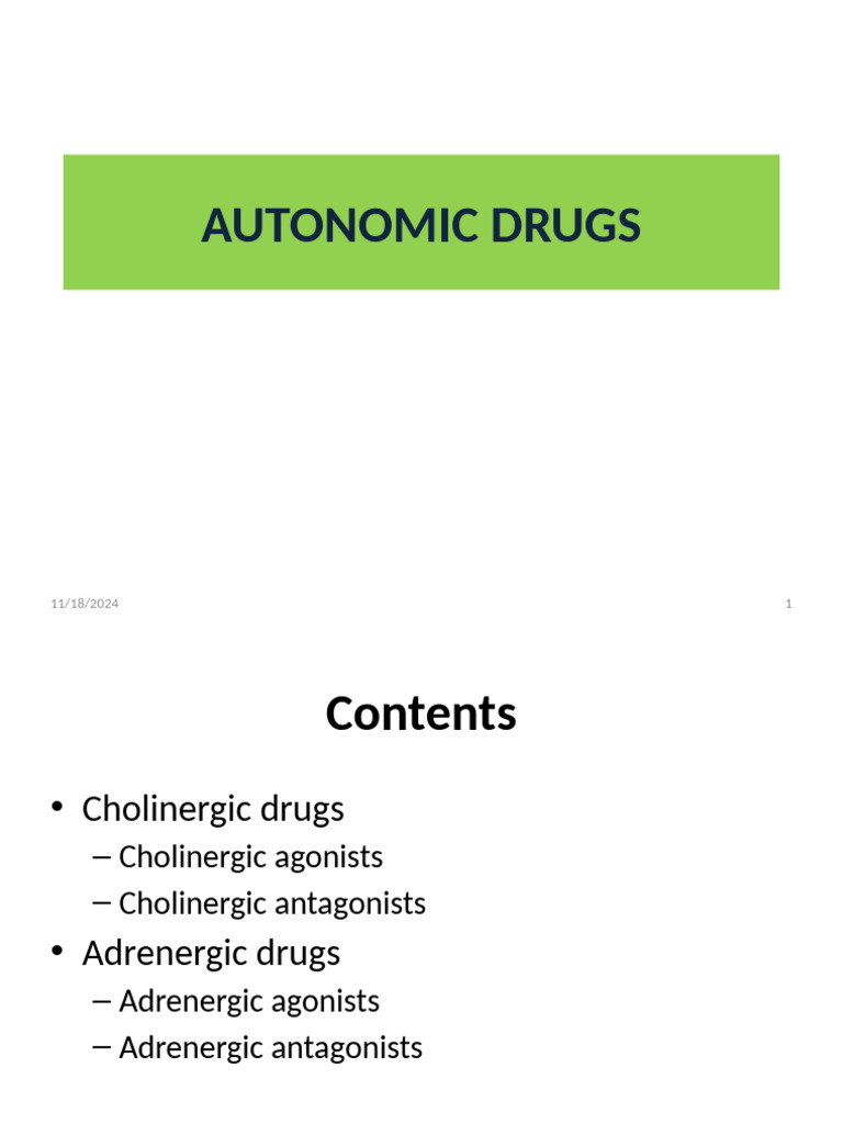 Autonomic Drugs Mod 22 | PDF | Acetylcholine | Autonomic Nervous System