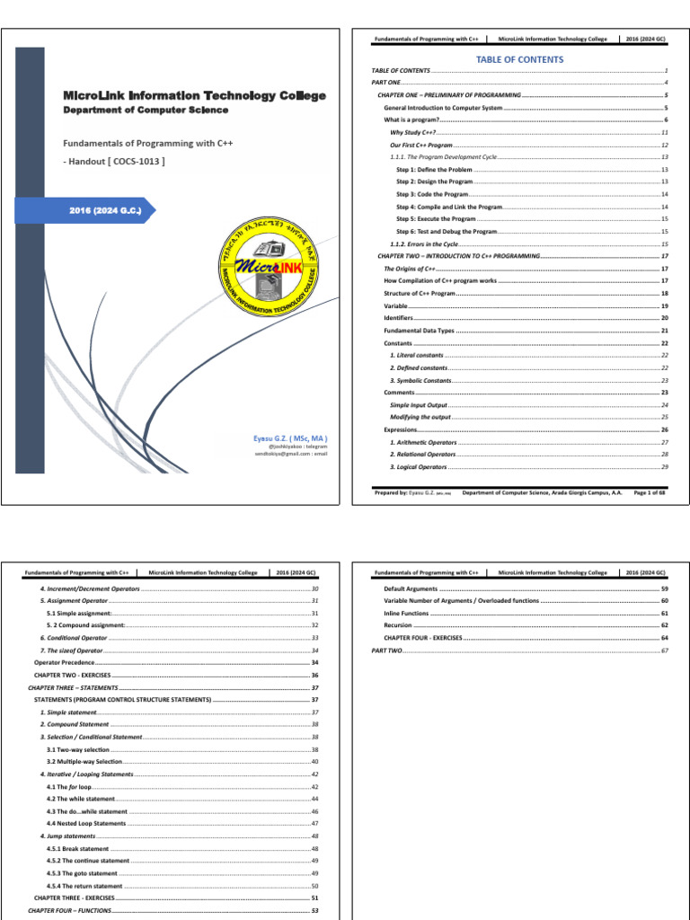 CHAPTER 1 ML FUNDAMENTALS OF PROGRAMMING With C++ HANDOUT v2 3 | PDF ...