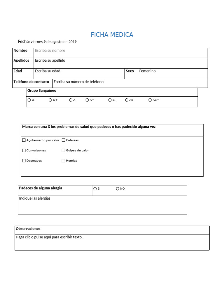 Ficha Medica | PDF