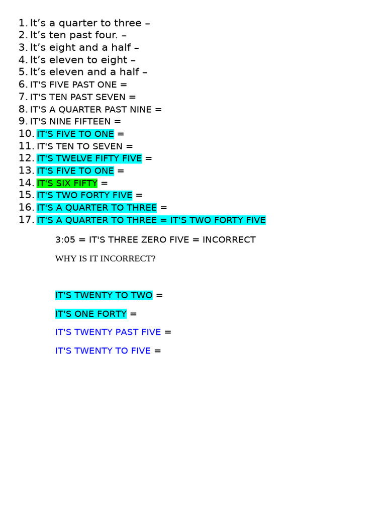 The Time Exercises | PDF | Language Arts & Discipline