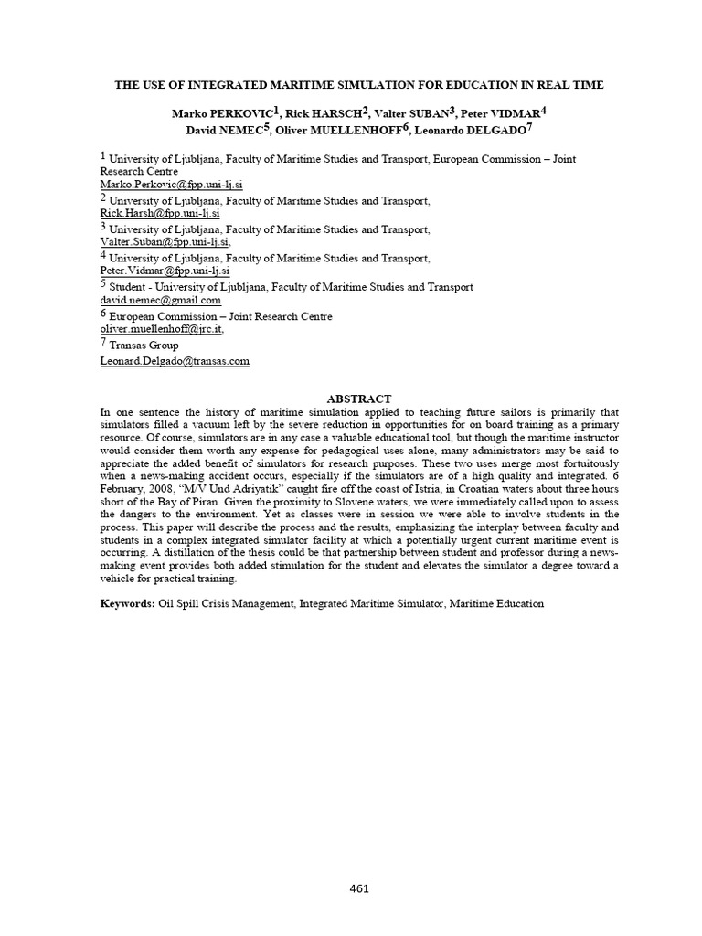 Integrated Maritime Simulation in Education | PDF | Simulation | Ships
