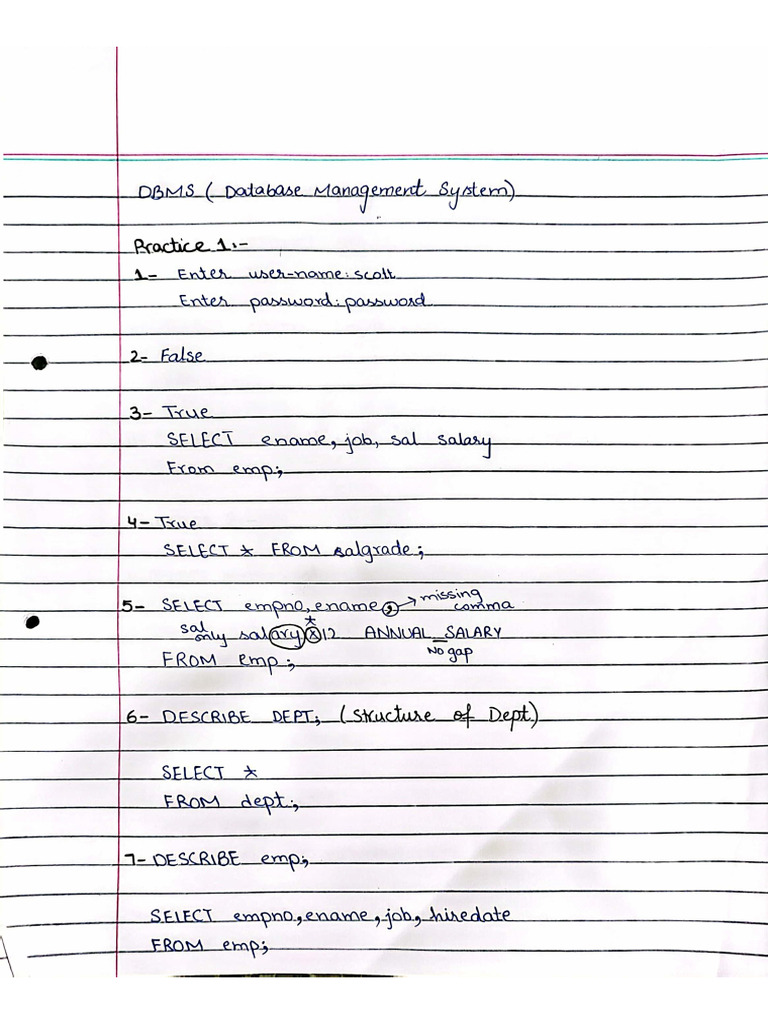 DBMS Lab (Practice 1-7) | PDF DBMS Lab (Practice 1-7) | PDF