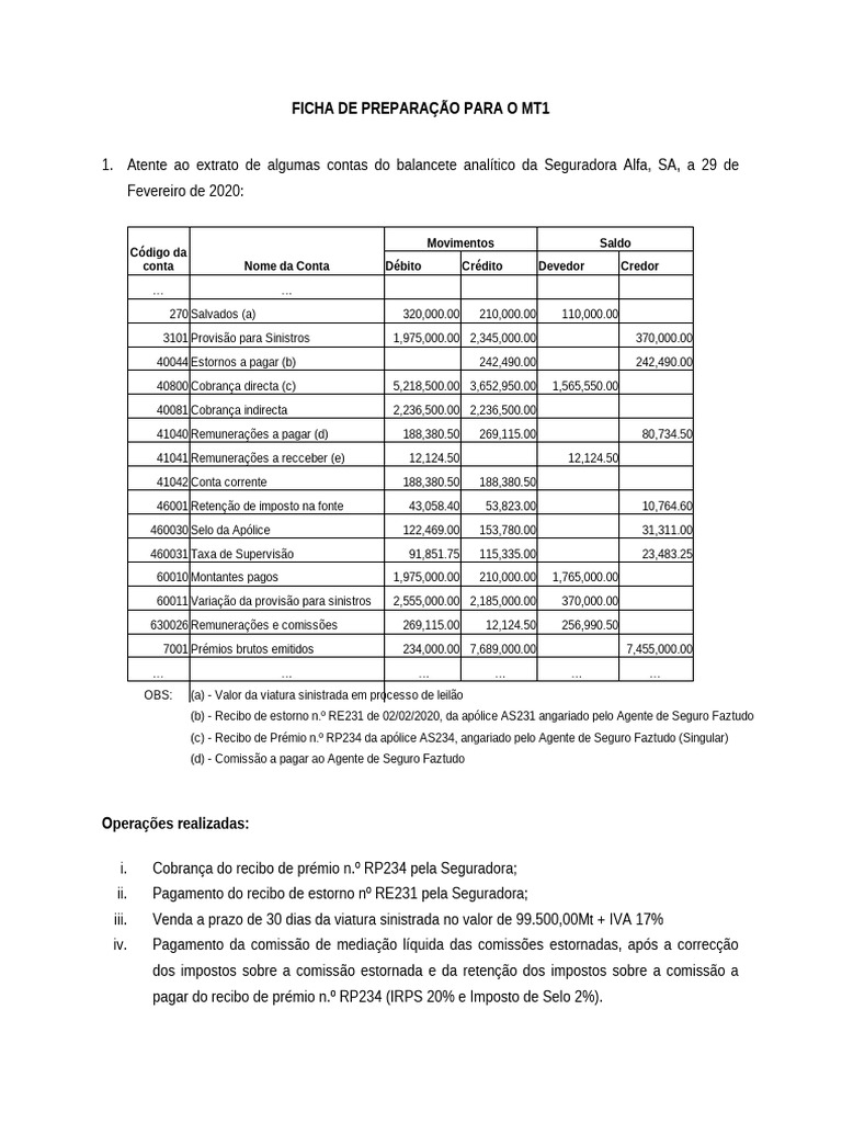 Ficha de Preparaã - Ã - o para o MT1 | PDF | Economia financeira | Comércio
