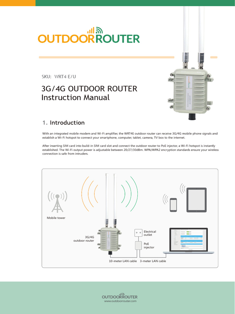 3G/4G Outdoor Router Setup Guide | PDF | Wi Fi | Ip Address