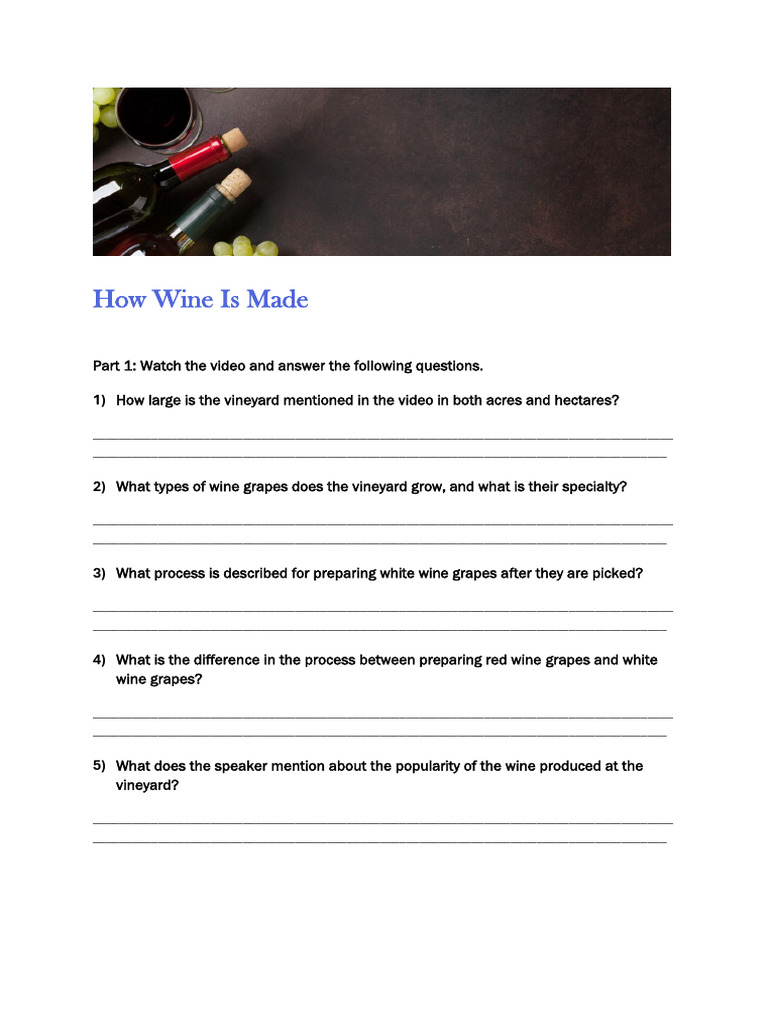 Unit 1. Activity 2. How Wine Is Made | PDF