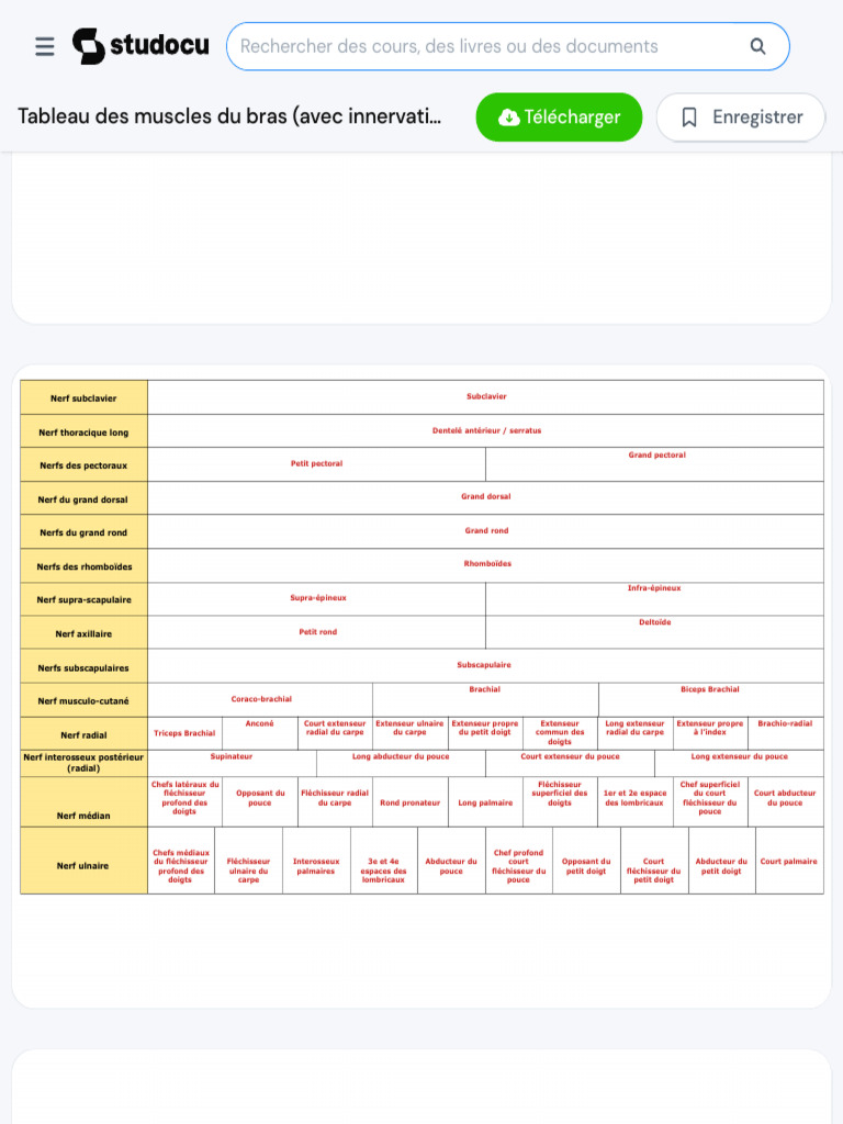 Innervation des muscles du bras | PDF | Membres (anatomie) | Appareil ...