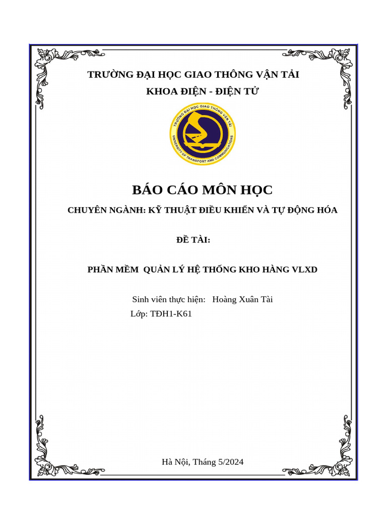 Bao Cao Mon Hoc CSDL Trong Dieu Khien | PDF