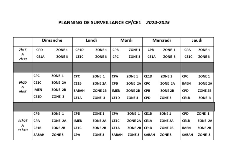 Planning de Surveillance CP 24 25. | PDF | Technology & Engineering