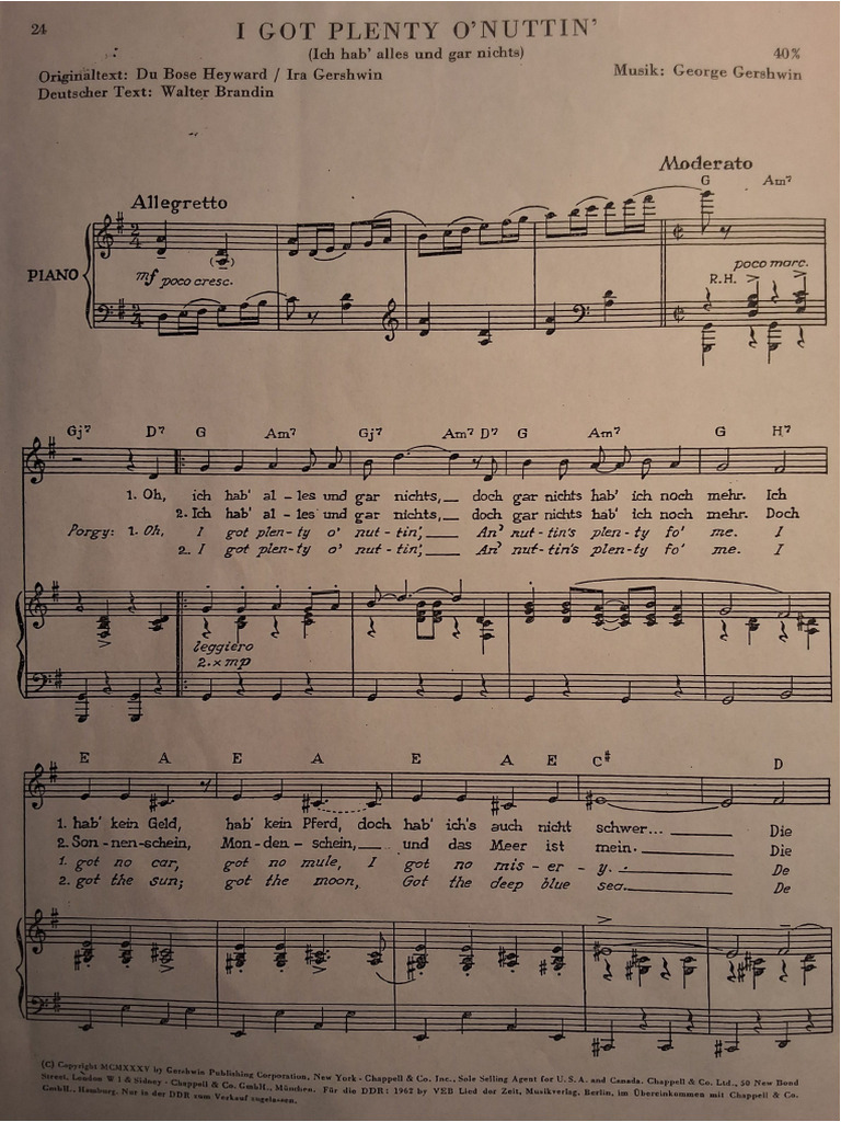 I Got Plenty O'nuttin | PDF